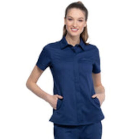 Cherokee | Tops | Cherokee Womens Navy Snap Front Closure Short Sleeve ...